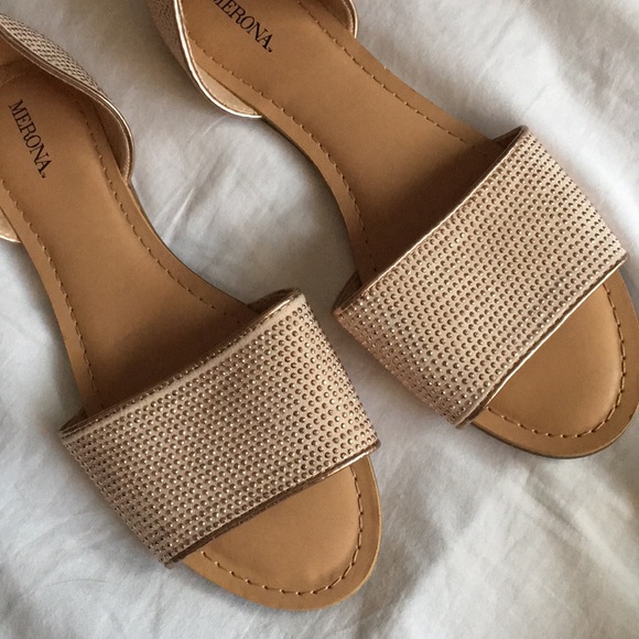 Merona | Shoes | Merona Rose Gold Sparkly Slides | Poshmark